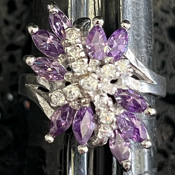 Suzanne Somers | Jewelry | Suzanne Somers Vintage Purple Cz Marquise Round Cocktail Statement ...